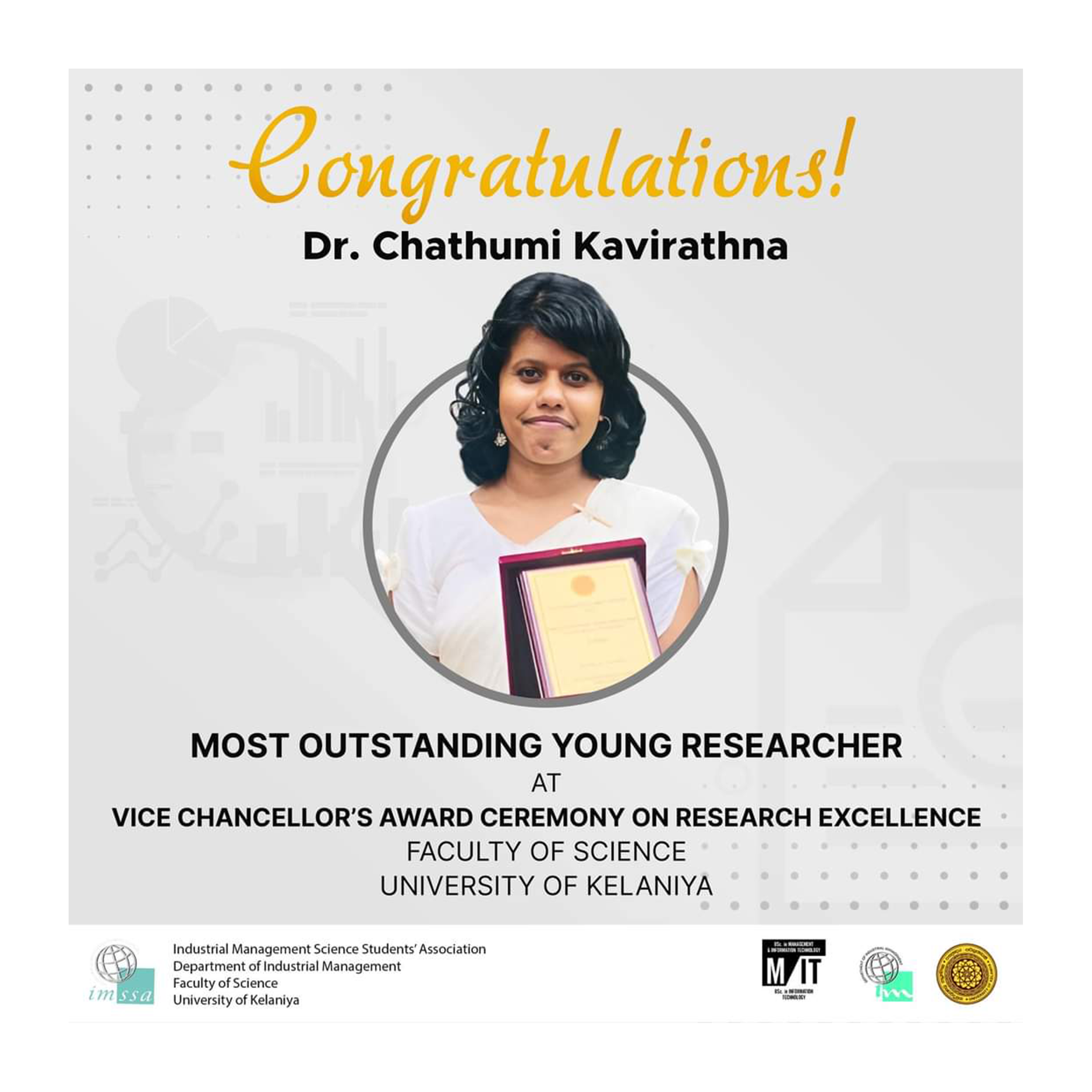 Department of Industrial Management - DR. CHATHUMI KAVIRATHNA HONORED ...